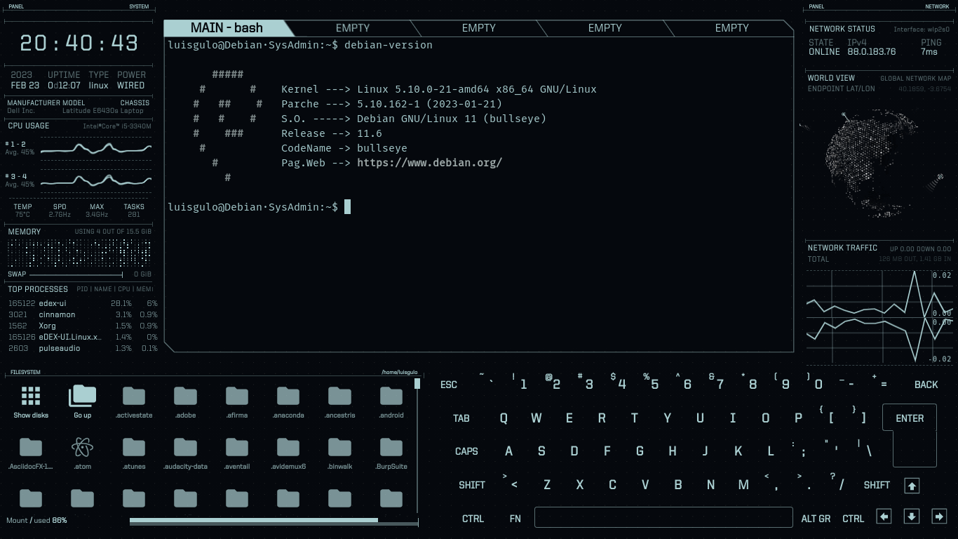 eDEX-UI. Terminal Hacker