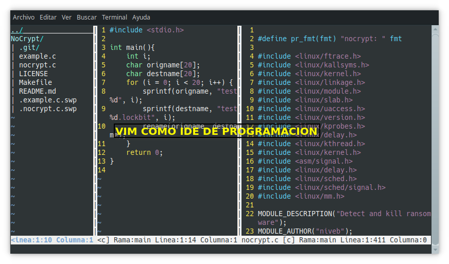 Vim nivel medio: Simulando un IDE (sin plugins)
